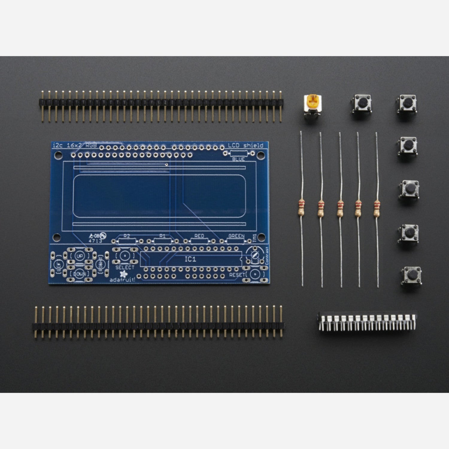Adafruit I2C Controlled + Keypad Shield Kit for 16x2 LCD | Little Bird ...